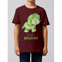 wat? Apparel T-Shirt Dinosaurier 01 Gro&szlig;er Bruder in Weinrot | Gr.: 122/128