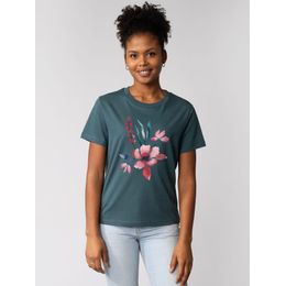 wat? Apparel T-Shirt Blume in Wasserfarbe 01 in Petrol | Gr.: 38
