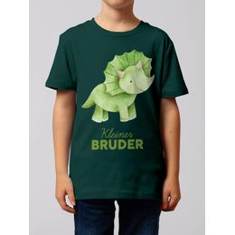 wat? Apparel T-Shirt Dinosaurier 01 Kleiner Bruder in Dunkelgr&uuml;n | Gr.: 152-164