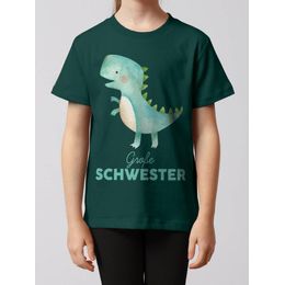 wat? Apparel T-Shirt Dinosaurier 03 Gro&szlig;e Schwester in Dunkelgr&uuml;n | Gr.: 110/116