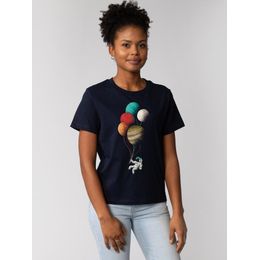 wat? Apparel T-Shirt Balloon Spaceman in Dunkelblau | Gr.: 38
