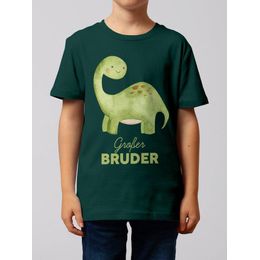 wat? Apparel T-Shirt Dinosaurier 04 Gro&szlig;er Bruder in Dunkelgr&uuml;n | Gr.: 122/128