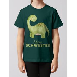 wat? Apparel T-Shirt Dinosaurier 04 Kleine Schwester in Dunkelgr&uuml;n | Gr.: 152-164