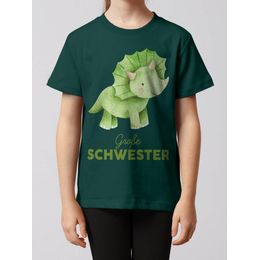 wat? Apparel T-Shirt Dinosaurier 01 Gro&szlig;e Schwester in Dunkelgr&uuml;n | Gr.: 134-146