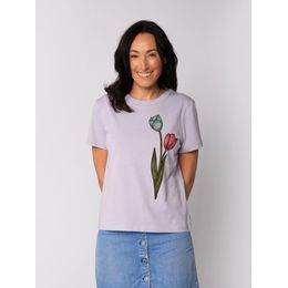 wat? Apparel T-Shirt Blume in Wasserfarbe 05 in Lavender | Gr.: 42