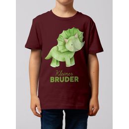 wat? Apparel T-Shirt Dinosaurier 01 Kleiner Bruder in Weinrot | Gr.: 122/128