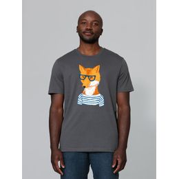 wat? Apparel T-Shirt Fuchs in Grau | Gr.: 54