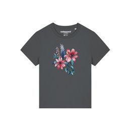 wat? Apparel T-Shirt Blume in Wasserfarbe 02 in Grau | Gr.: 34