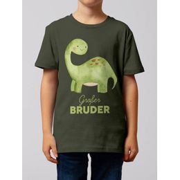 wat? Apparel T-Shirt Dinosaurier 04 Gro&szlig;er Bruder in Khaki | Gr.: 110/116