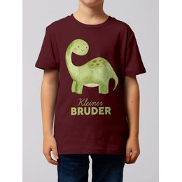 wat? Apparel T-Shirt Dinosaurier 04 Kleiner Bruder in Weinrot | Gr.: 134-146