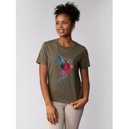 wat? Apparel T-Shirt Papagei in Khaki | Gr.: 40