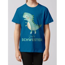 wat? Apparel T-Shirt Dinosaurier 03 Gro&szlig;e Schwester in Blau | Gr.: 152-164