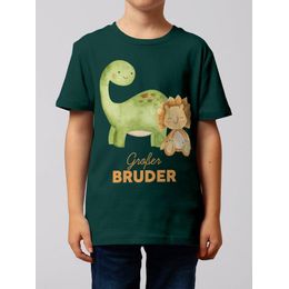 wat? Apparel T-Shirt Dinosaurier 06 Gro&szlig;er Bruder in Dunkelgr&uuml;n | Gr.: 110/116