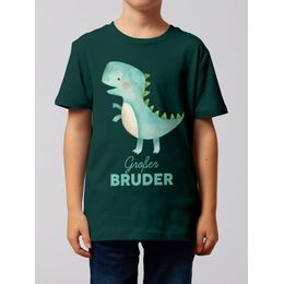 wat? Apparel T-Shirt Dinosaurier 03 Gro&szlig;er Bruder in Dunkelgr&uuml;n | Gr.: 110/116