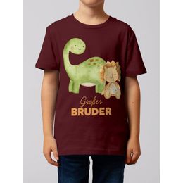 wat? Apparel T-Shirt Dinosaurier 06 Gro&szlig;er Bruder in Weinrot | Gr.: 122/128