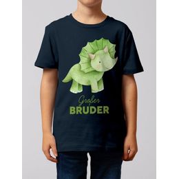wat? Apparel T-Shirt Dinosaurier 01 Gro&szlig;er Bruder in Dunkelblau | Gr.: 152-164