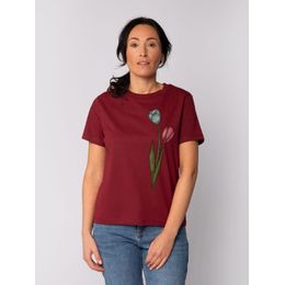wat? Apparel T-Shirt Blume in Wasserfarbe 05 in Weinrot | Gr.: 44