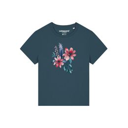 wat? Apparel T-Shirt Blume in Wasserfarbe 02 in Petrol | Gr.: 34