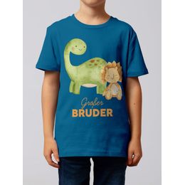 wat? Apparel T-Shirt Dinosaurier 06 Gro&szlig;er Bruder in Blau | Gr.: 122/128
