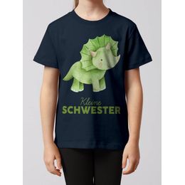 wat? Apparel T-Shirt Dinosaurier 01 Kleine Schwester in Dunkelblau | Gr.: 122/128