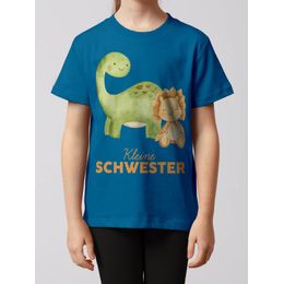 wat? Apparel T-Shirt Dinosaurier 06 Kleine Schwester in Blau | Gr.: 122/128