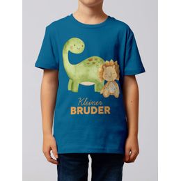 wat? Apparel T-Shirt Dinosaurier 06 Kleiner Bruder in Blau | Gr.: 152-164