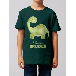 wat? Apparel T-Shirt Dinosaurier 04 Kleiner Bruder in Dunkelgr&uuml;n | Gr.: 134-146
