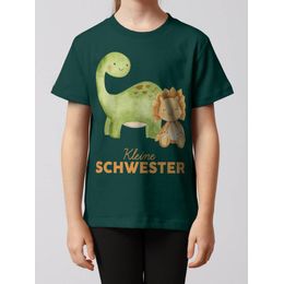 wat? Apparel T-Shirt Dinosaurier 06 Kleine Schwester in Dunkelgr&uuml;n | Gr.: 134-146