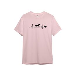 PAULGOS Kinder T-Shirt, Herzschlag mit Pferd in Rosa | Gr.: 104
