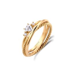 Elli Ring 925 Sterling Silber in Gold | Gr.: 52