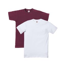 Fruit of the Loom Single-Jersey Unisex-T-Shirt, 2er-Pack in burgund/wei&szlig; | Gr.: S