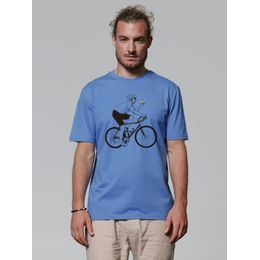 wat? Apparel T-Shirt Fahrrad und Pizza in Bright Blue | Gr.: 50