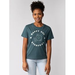 wat? Apparel T-Shirt Happy day everyday in Petrol | Gr.: 40