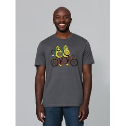 wat? Apparel T-Shirt Avocado Fahrrad in Grau | Gr.: 48