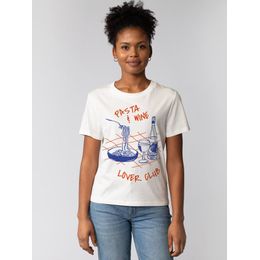 wat? Apparel T-Shirt Pasta lover club in Off White | Gr.: 36