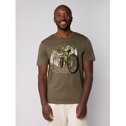 wat? Apparel T-Shirt Mountainbike und Berge in Khaki | Gr.: 52