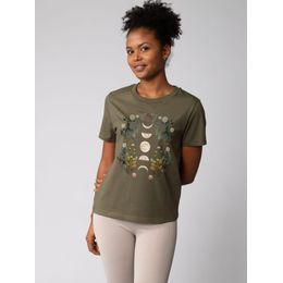 wat? Apparel T-Shirt Moonphases & Flowers in Khaki | Gr.: 42