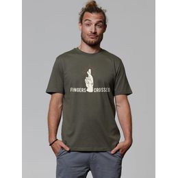 wat? Apparel T-Shirt Fingers crossed in Khaki | Gr.: 52
