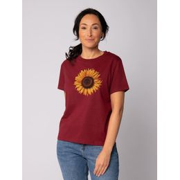 wat? Apparel T-Shirt Sonnenblume in Weinrot | Gr.: 42