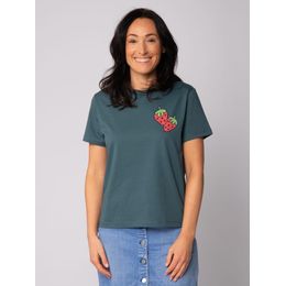 wat? Apparel T-Shirt Strawberry in Petrol | Gr.: 38