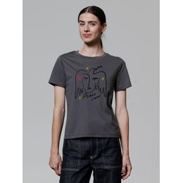 wat? Apparel T-Shirt Peace Love in Grau | Gr.: 42