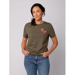 wat? Apparel T-Shirt Strawberry in Khaki | Gr.: 38