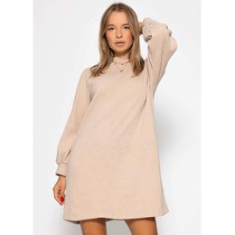 SASSYCLASSY Sweatkleid mit Stehkragen in Beige | Gr.: M