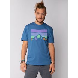 wat? Apparel T-Shirt Retro Landscape in Bright Blue | Gr.: 48