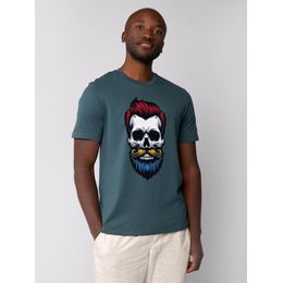 wat? Apparel T-Shirt Hipster Skull in Petrol | Gr.: 48