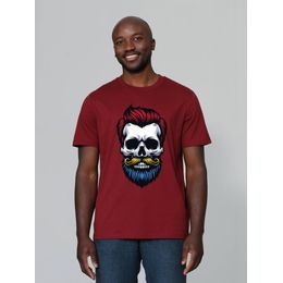 wat? Apparel T-Shirt Hipster Skull in Weinrot | Gr.: 56