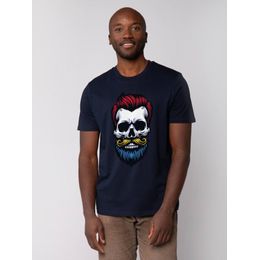 wat? Apparel T-Shirt Hipster Skull in Dunkelblau | Gr.: 46