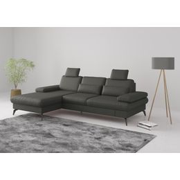 Sit & More Ecksofa SIT & MORE "Morris L-Form, inkl. Sitztiefenverstellung", grau (anthrazit), B:275cm H:82cm T:171cm, Sofas, Ecksofa, wahlweise mit Armteilverstellung, Bettfunktion & Bettkasten