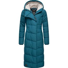 Wintermantel Ragwear "Pavla Long", Damen, Gr. XS (34), blau (ocean), Au&szlig;enmaterial: 100% Polyester; Innenfutter: 100% Polyester; Wattierung: 100% Polyester, figurumspielend ca. Mitte Wade, &Auml;rmel ohne &Auml;rmelschlitz Rippstrickb&uuml;ndchen, M&auml;ntel Wintermantel, extralanger Winterparka mit Teddyfutter und Kapuze