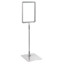 Plakatrahmen mit Standfu&szlig; und Halterung (Set) A5 grau | Standfl&auml;che: grau | Aluminiumstange verstellbar von 350 - 550 mm, Kunststoff